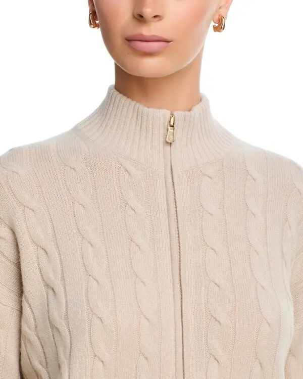 Eleventy Double Zipper Cable Knit Cashmere Sweater