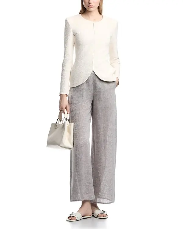 Emporio Armani Linen Blend Gauze Wide Leg Trousers