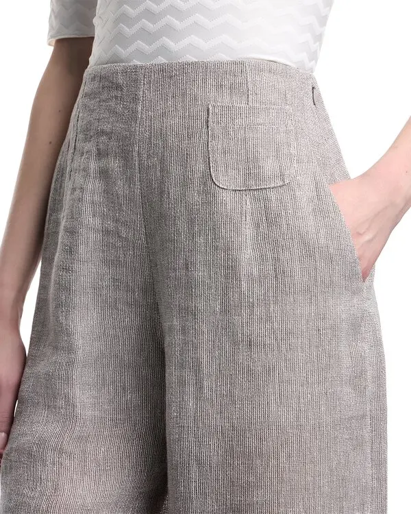 Emporio Armani Linen Blend Gauze Wide Leg Trousers