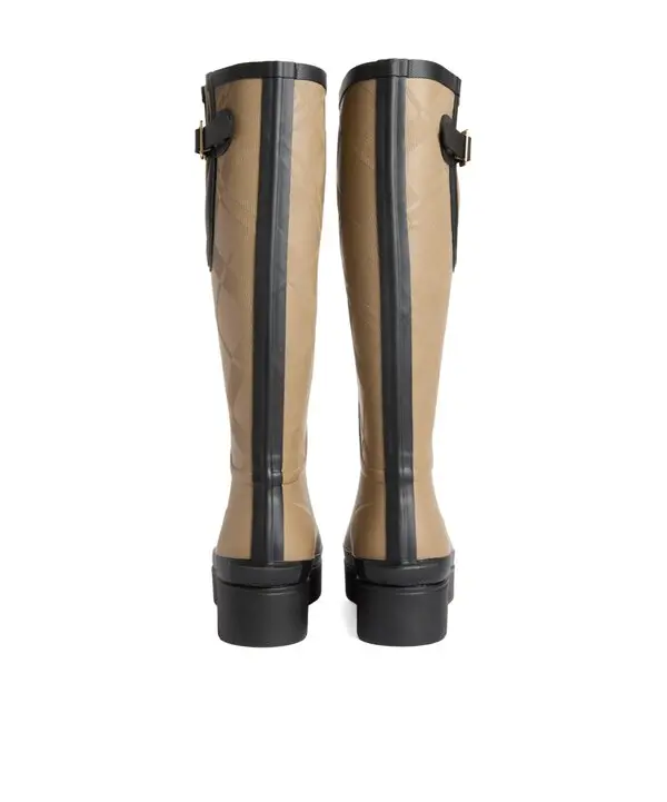 Barbour Tall Rubber Embossed Check Buckled Boots