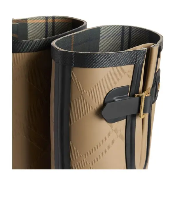 Barbour Tall Rubber Embossed Check Buckled Boots