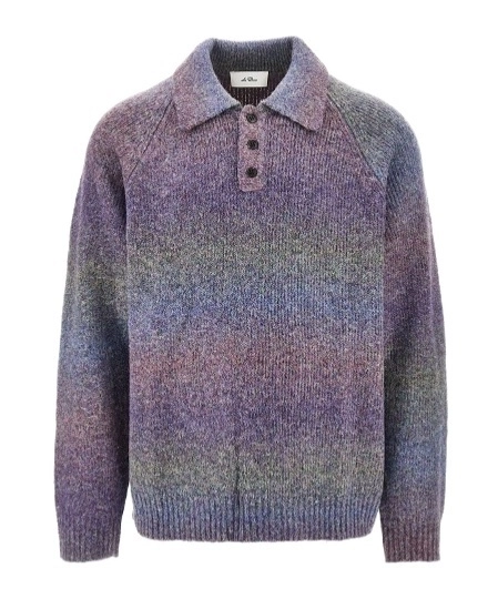 LES DEUX Long-sleeve Knit Polo Shirt - Gray