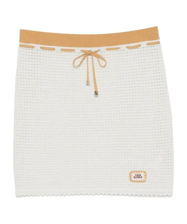 Casablanca Openknit Drawstring Mini Skirt - White
