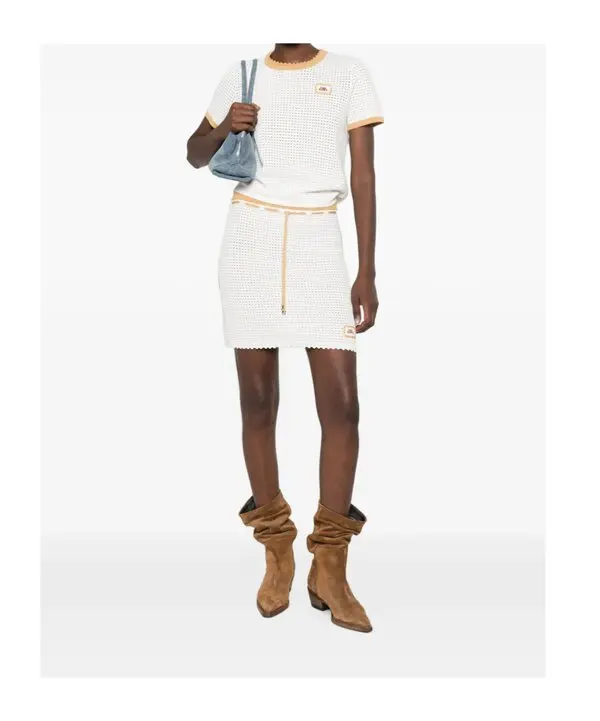 Casablanca Openknit Drawstring Mini Skirt