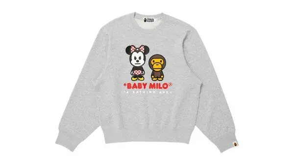 A BATHING APE X Disney Minnie Mouse Baby Milo Crewneck Sweatshirt - Gray