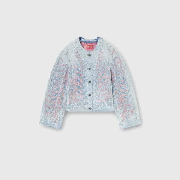 DIESEL® Microstone Devoré Denim Jacket - Blue