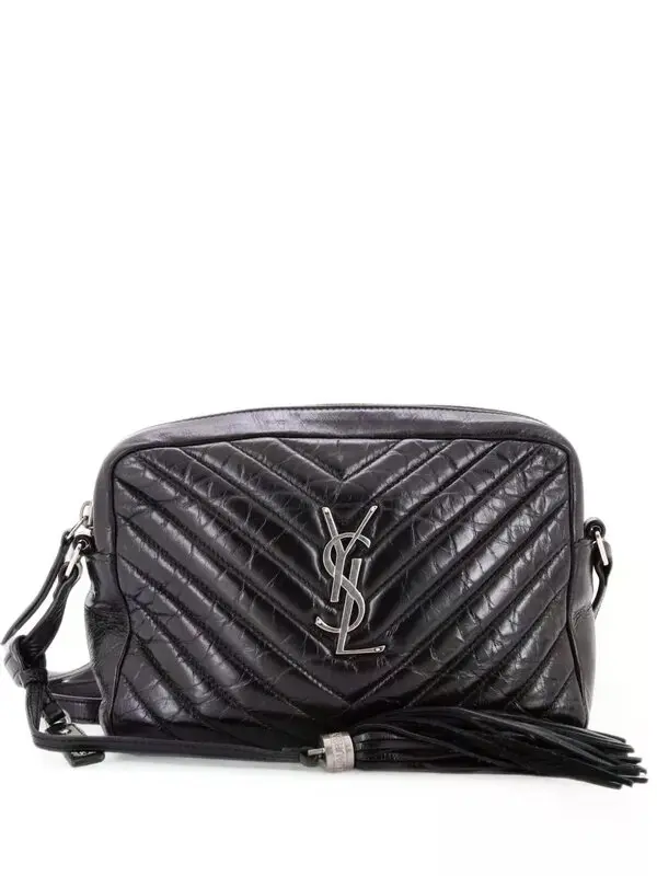 Saint Laurent Lou Camera Bag Matelasse Chevron Leather Small Crossbody Bag - Black