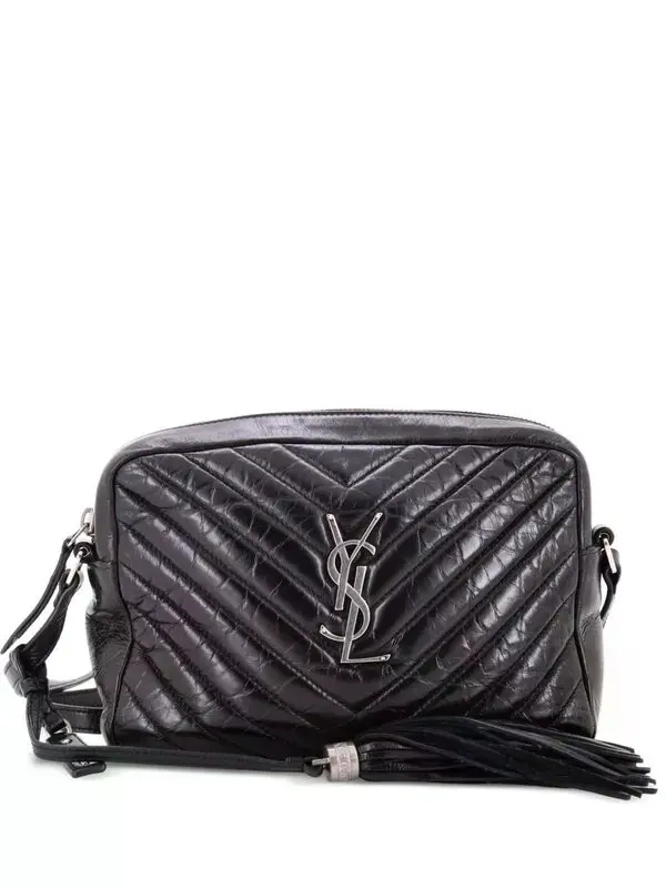 Saint Laurent Lou Camera Bag Matelasse Chevron Leather Small Crossbody Bag - Black