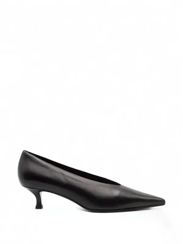 CHANTAL Tapered-toe Leather Pumps - Black