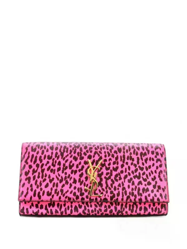 Saint Laurent Classic Monogram Printed Leather Clutch Bag - Black