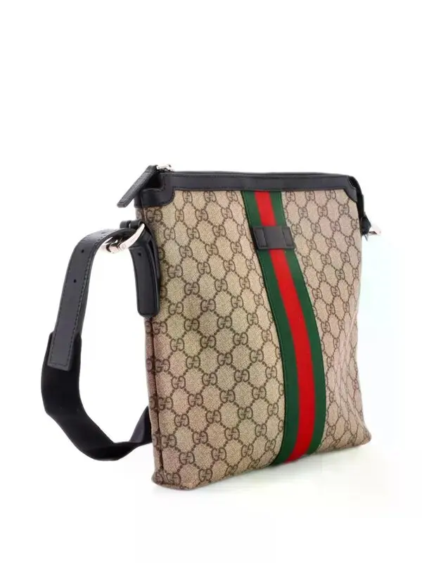 Gucci Web Messenger Bag Gg Coated Canvas Medium Crossbody Bag