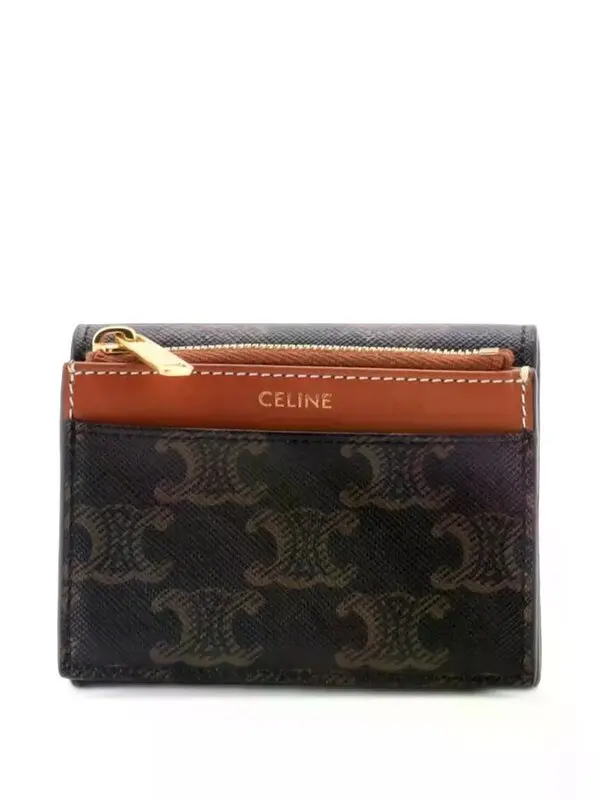 Celine Triomphe Wallet With Coin Purse Triomphe Coated Canvas Compact Small Wallets