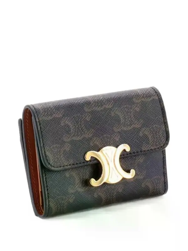 Celine Triomphe Wallet With Coin Purse Triomphe Coated Canvas Compact Small Wallets