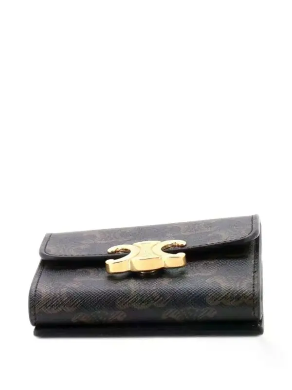 Celine Triomphe Wallet With Coin Purse Triomphe Coated Canvas Compact Small Wallets