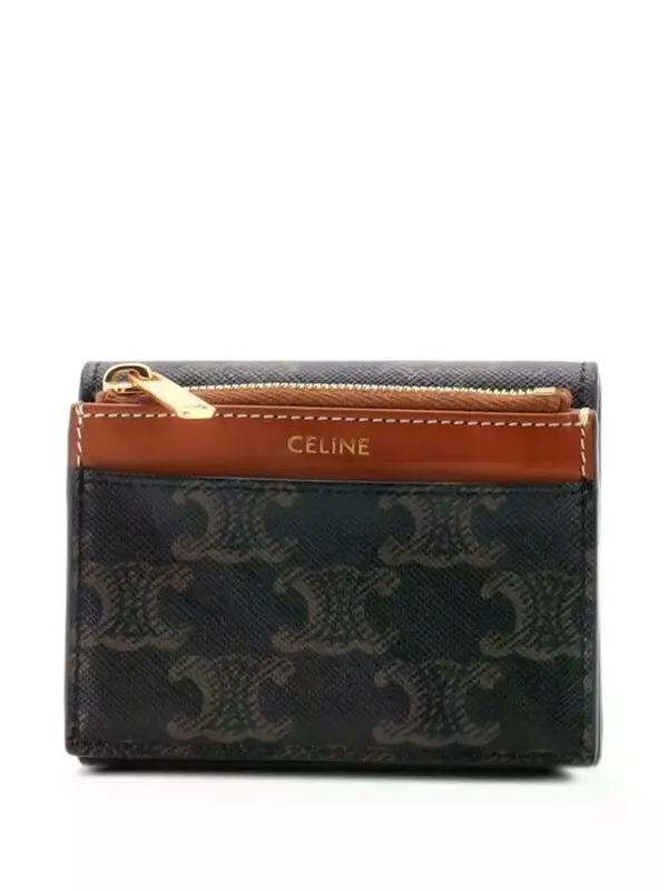 Celine Triomphe Wallet With Coin Purse Triomphe Coated Canvas Compact Small Wallets