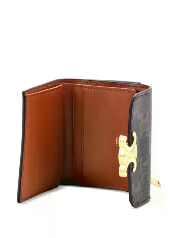 Celine Triomphe Wallet With Coin Purse Triomphe Coated Canvas Compact Small Wallets