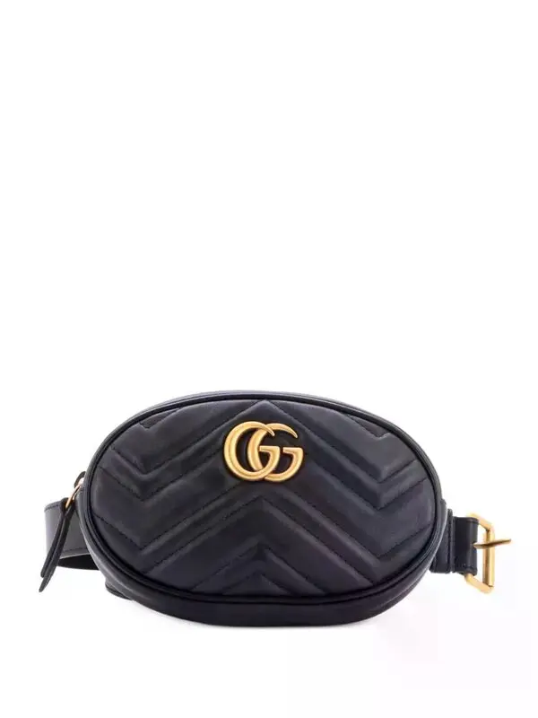 Gucci Gg Marmont Matelasse Leather Belt Bag - Black