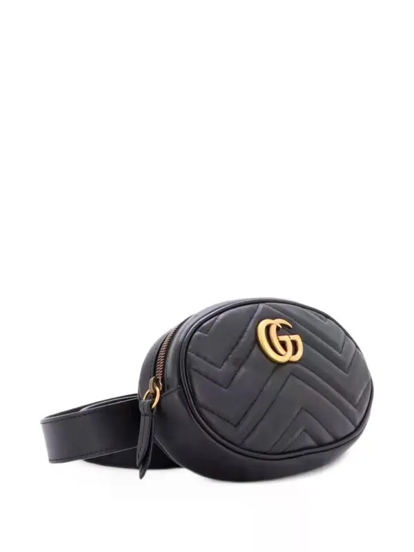 Gucci Gg Marmont Matelasse Leather Belt Bag - Black