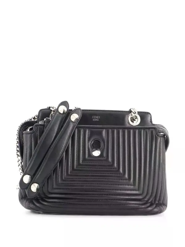 Fendi Dotcom Click Quilted Leather Small Shoulder Bag - Black