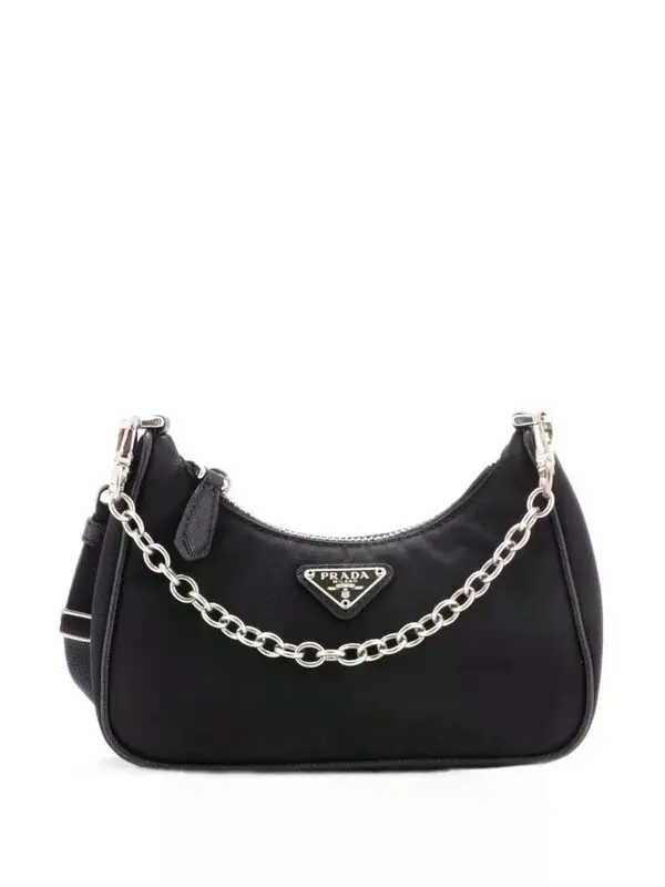 Prada Re-edition Shoulder Bag Tessuto Mini Hobo Bag - Black