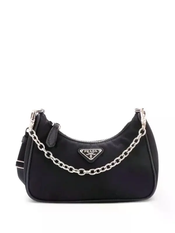 Prada Re-edition Shoulder Bag Tessuto Mini Hobo Bag - Black