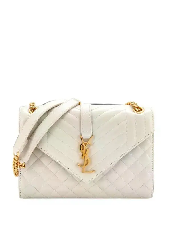 Saint Laurent Classic Monogram Envelope Satchel Mixed Matelasse Leather Medium Shoulder Bag