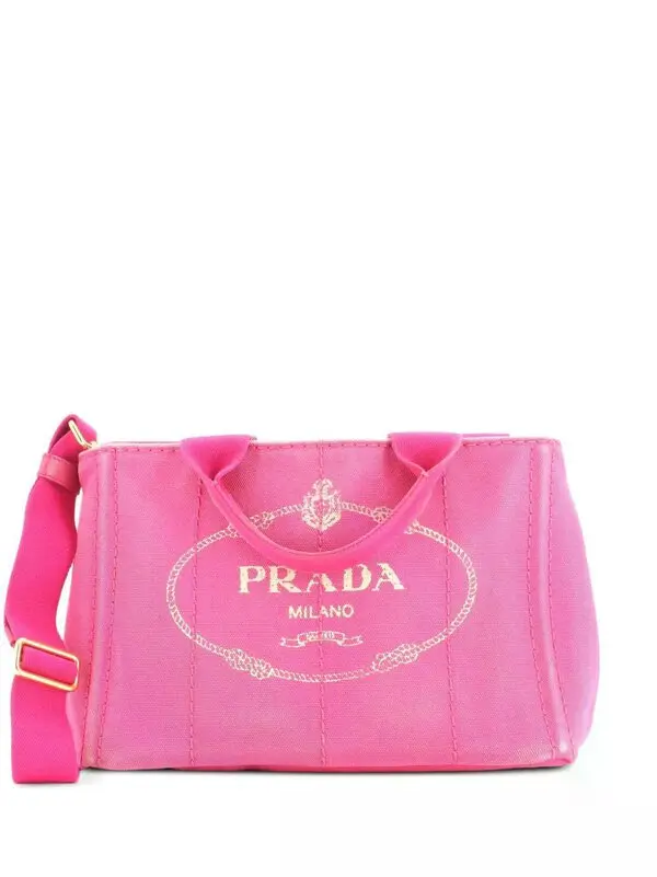 Prada Canapa Convertible Canvas Mini Tote Bag - Pink