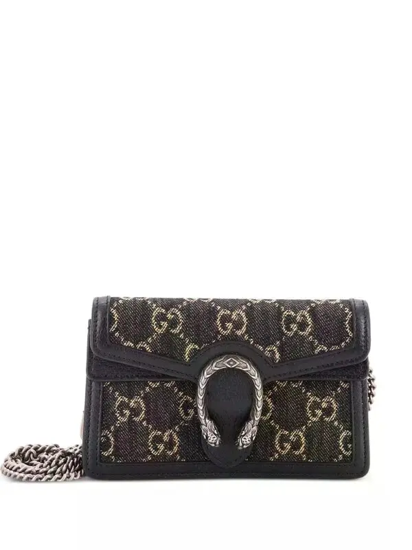Gucci Dionysus Gg Denim Super Mini Crossbody Bag - Black