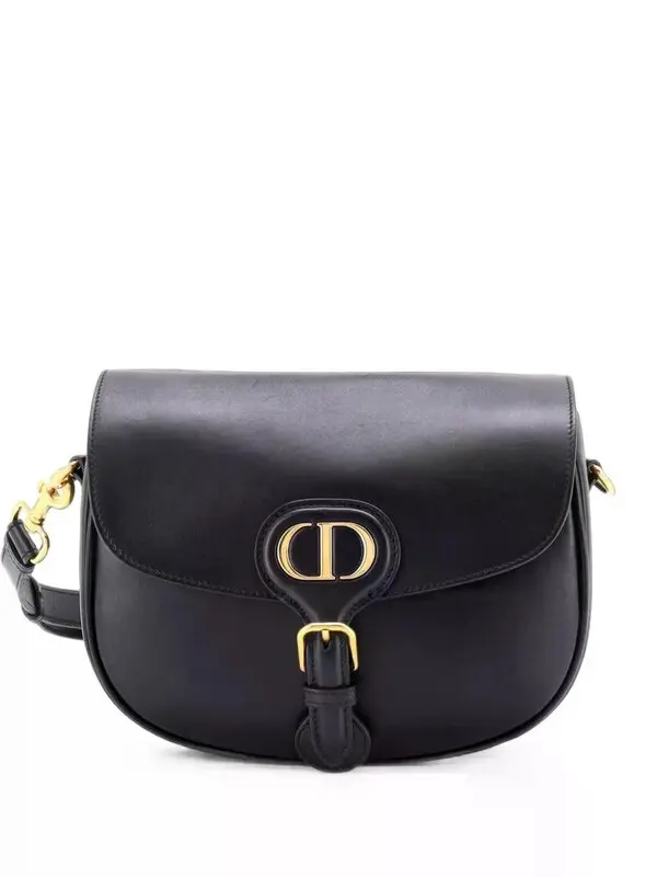 Dior Bobby Flap Bag Leather Medium Crossbody Bag - Black