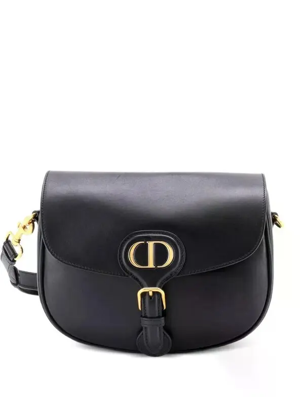 Dior Bobby Flap Bag Leather Medium Crossbody Bag - Black
