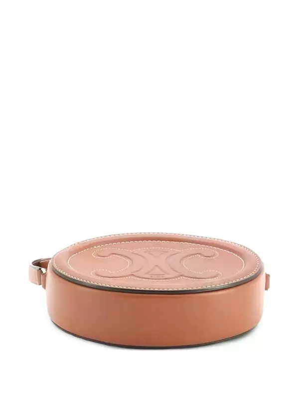 Celine Triomphe Oval Leather Mini Crossbody Bag - Brown