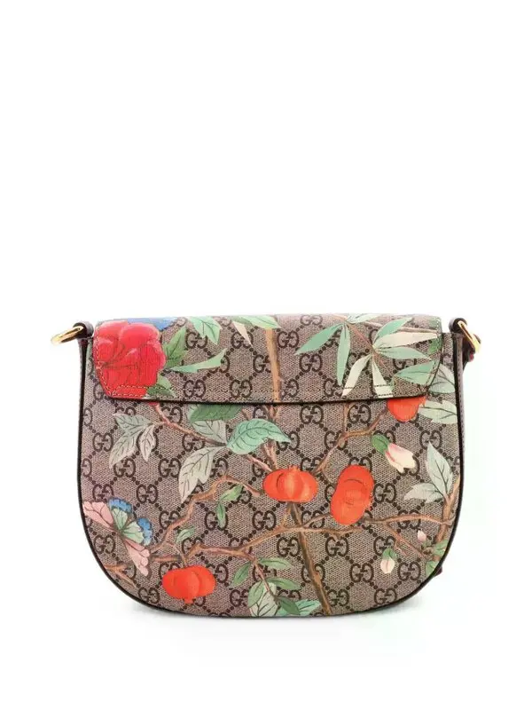 Gucci Padlock Saddle Bag In Tian Print Gg Coated Canvas