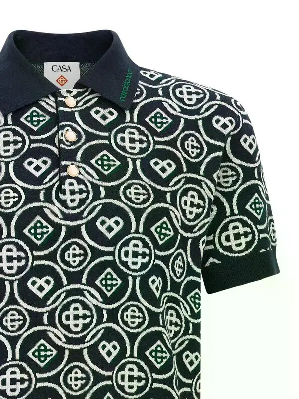 Casablanca Monogram Jacquard-knit Polo Shirt