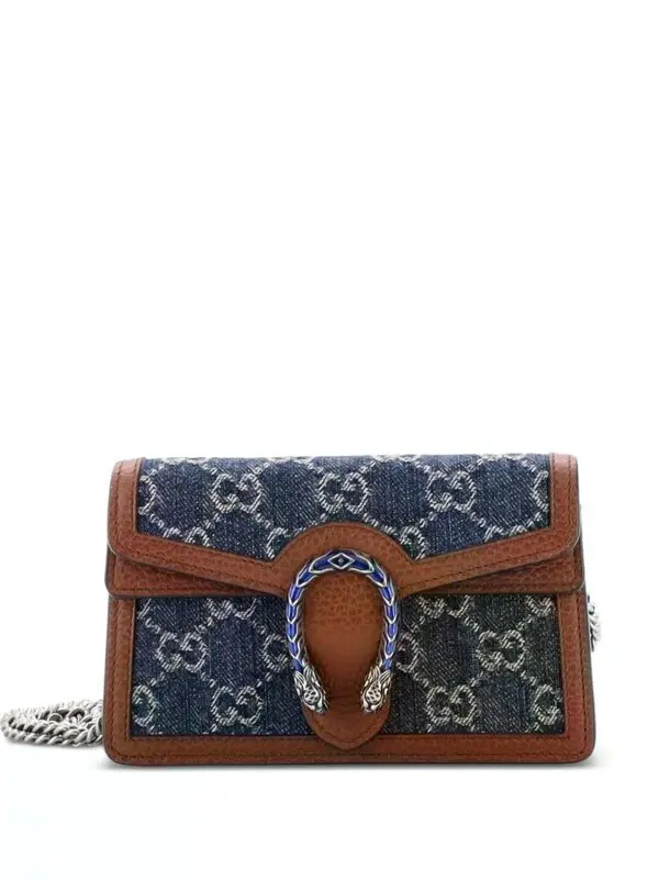 Gucci Dionysus Gg Denim Super Mini Crossbody Bag - Blue