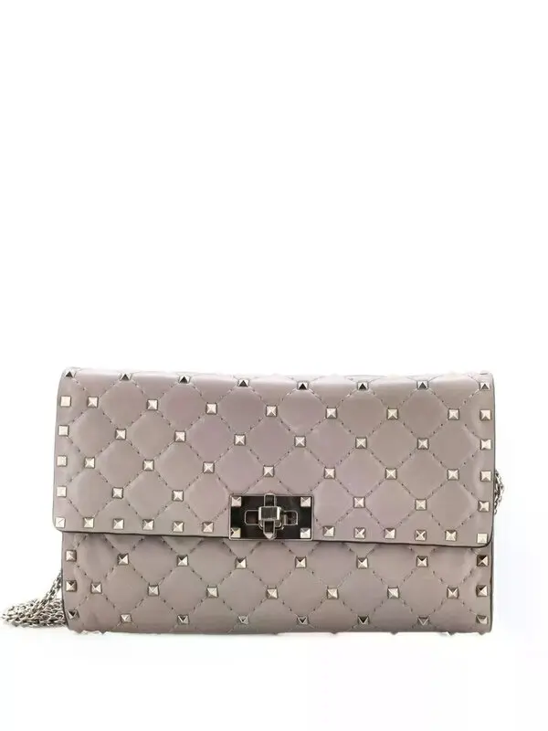 Valentino Garavani Rockstud Spike Wallet On Chain Quilted Leather Small Crossbody Bag - Neutrals