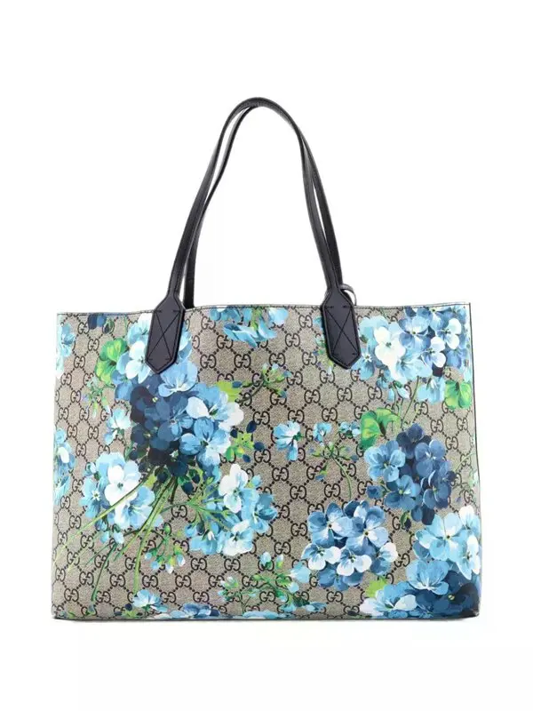 Gucci Reversible Blooms Gg Print Leather Medium Tote Bag - Brown