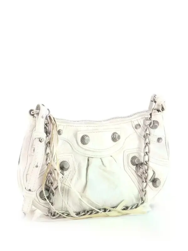 Balenciaga Le Cagole Giant Studs Chain Shoulder Bag Leather Xs Hobo Bag - White