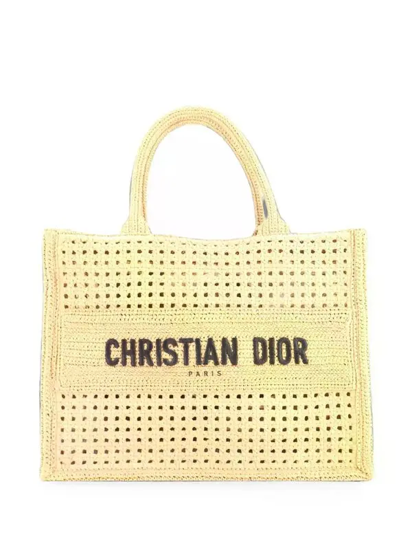 Dior Book Raffia Medium Tote Bag - Black