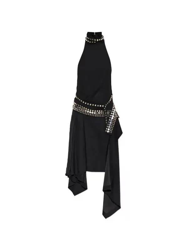 IRO PARIS Veziane Stud-embellished Asymmetrical Midi Dress - Black