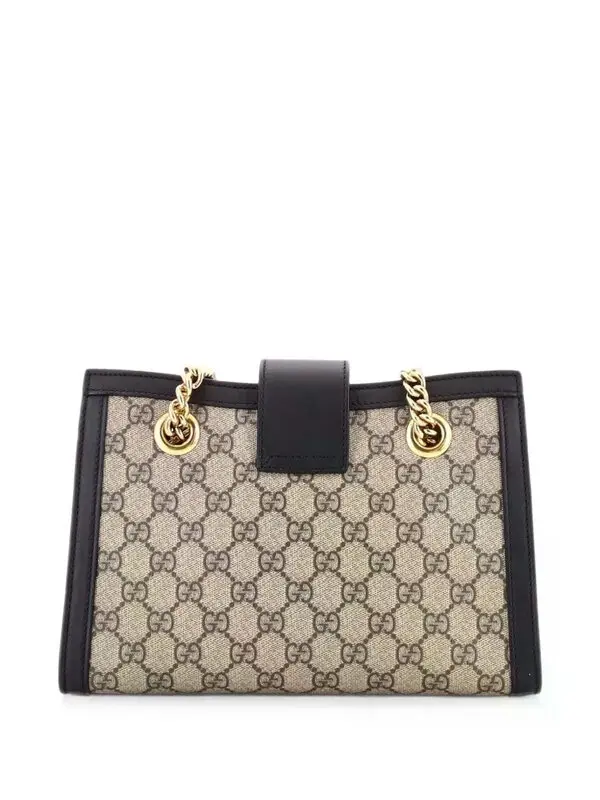 Gucci Padlock Chain Tote Gg Coated Canvas With Leather Small Shoulder Bag