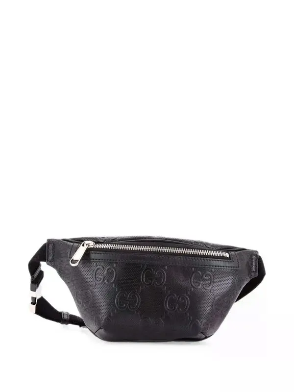 Gucci Gg Embossed Perforated Leather Belt Bag - Black