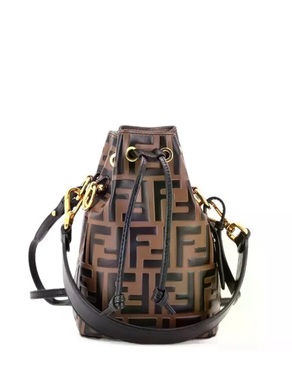 Fendi Mon Tresor Zucca Embossed Leather Mini Bucket Bag - Brown