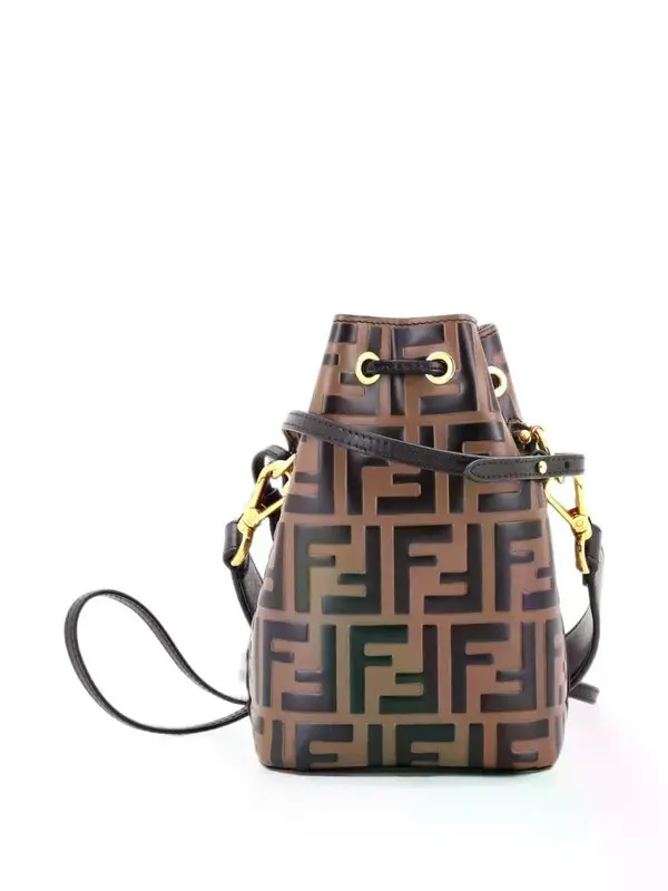 Fendi Mon Tresor Zucca Embossed Leather Mini Bucket Bag