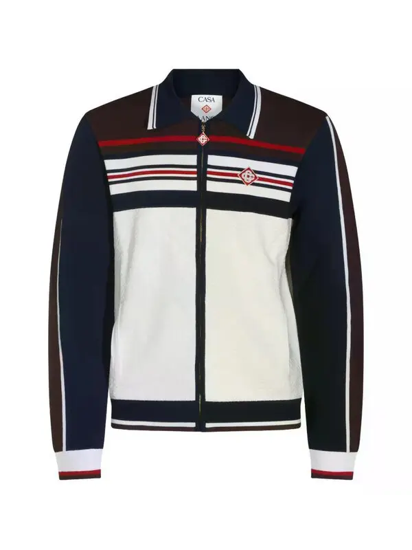 Casablanca Café Culture Striped Zip-up Bomber Jacket