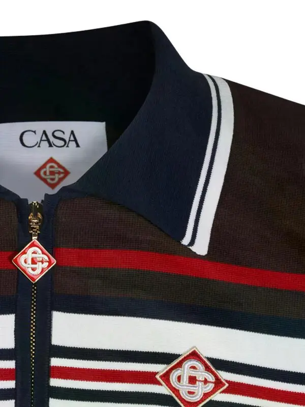 Casablanca Café Culture Striped Zip-up Bomber Jacket
