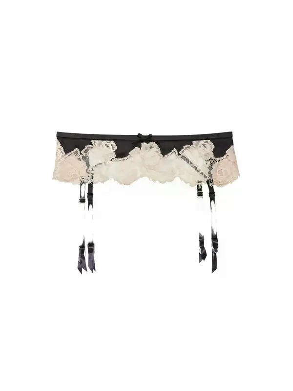 FLEUR DU MAL Lace-trimmed Silk Garter Belt