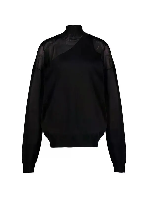 Fendi Sheer-panelled High-neck Sweater - Black