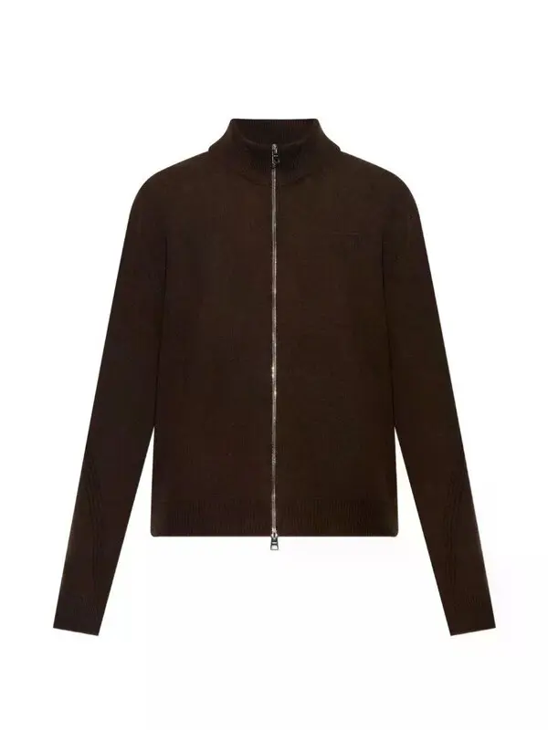 Givenchy Logo-embroidered Zip-up Cardigan - Brown