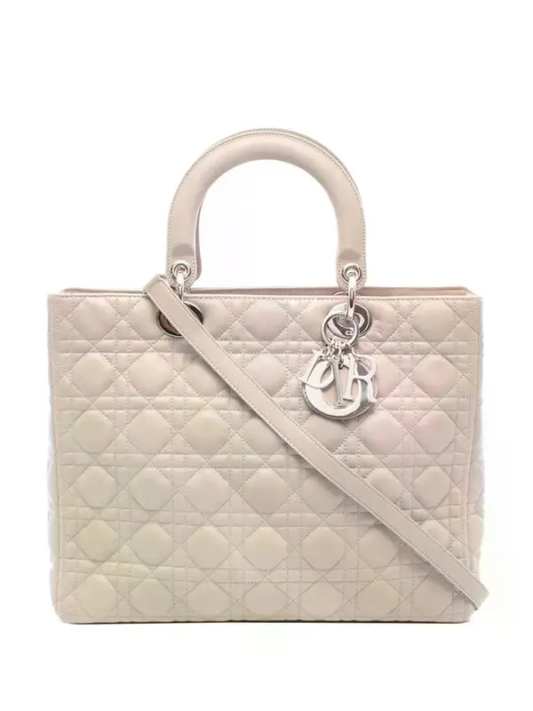 Dior Lambskin Cannage Lady Satchel - Neutrals