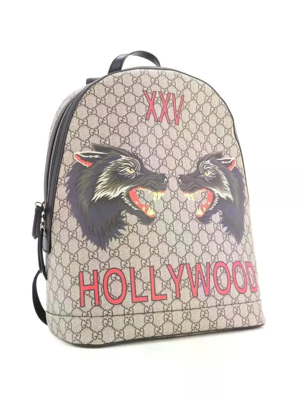 Gucci Zip Around Gg Coated Canvas Medium Backpack